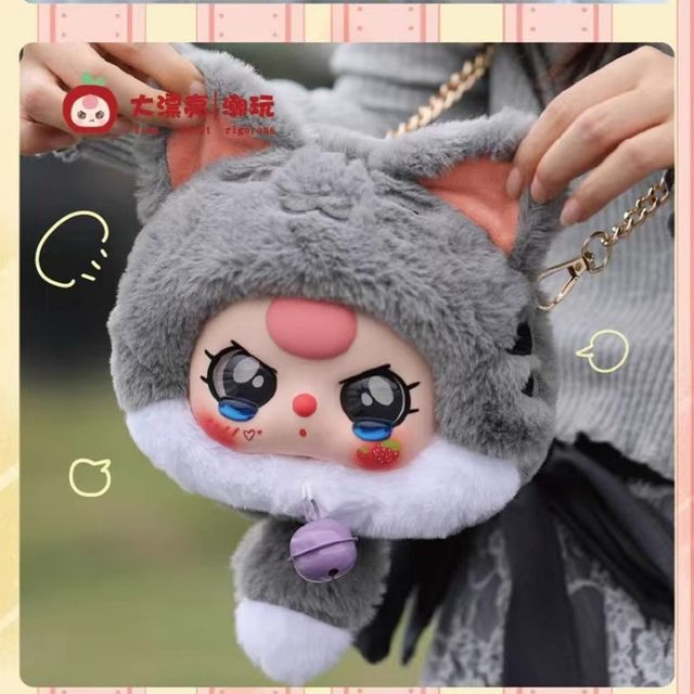 Genuine babythree baby three -year -old recruiting cat zipper bag plush ...