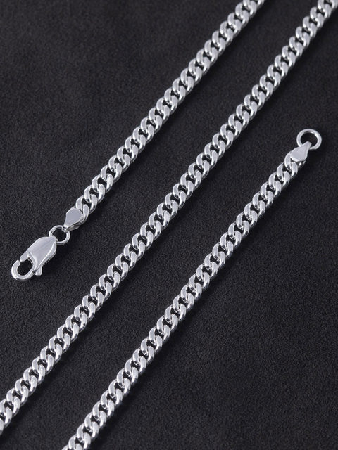 wbj定制珠宝4mm古巴领链银镀金S925纯银镀金银饰全国