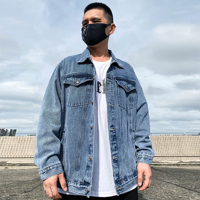 2024 new heavy denim jacket plus size men's plus fat fat ins jacket ...