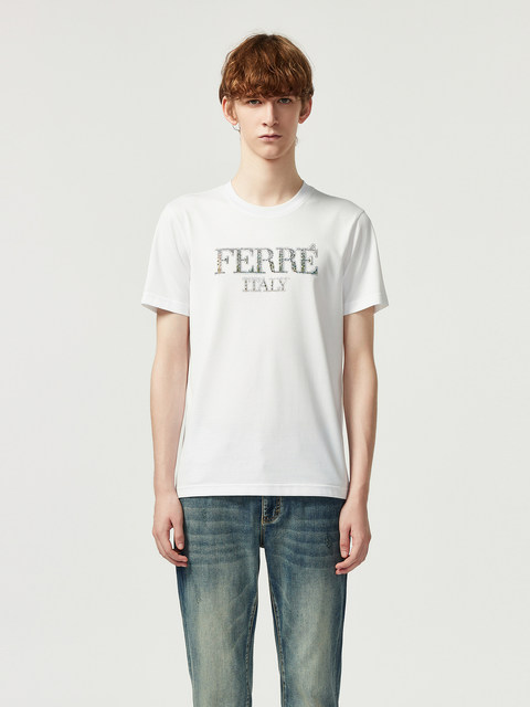 Ferre Logo Mother's Skin Modal Cotton Short-Sleeve T-Shirt Versatile ...