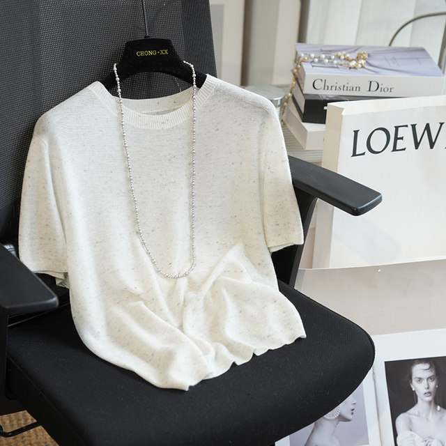 Small insects, light and thin! Wool linen round neck short-sleeved ...