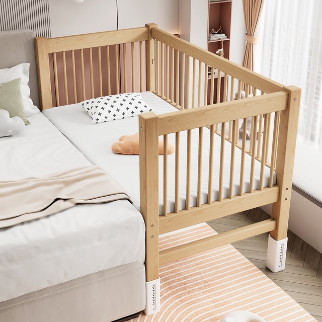 Beech wood lift with guardrail children's bed spliced large bed bedside ...