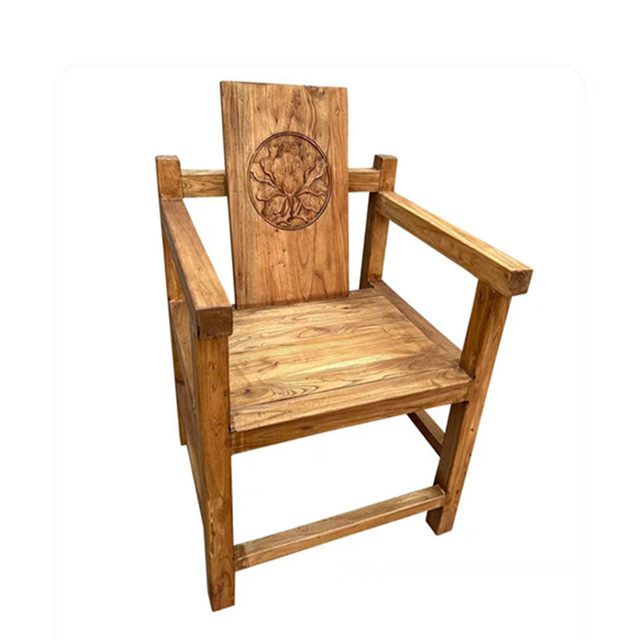 Old elm minimalist back chair solid wood home restaurant dining chair ...