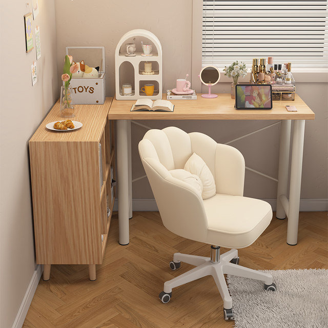 Creamy wind computer desk L -shaped corner desk simple makeup table ...