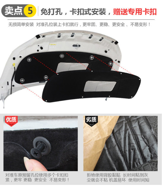 23 new Corolla Ruifangfeng Landa front hood heat insulation pad sound ...