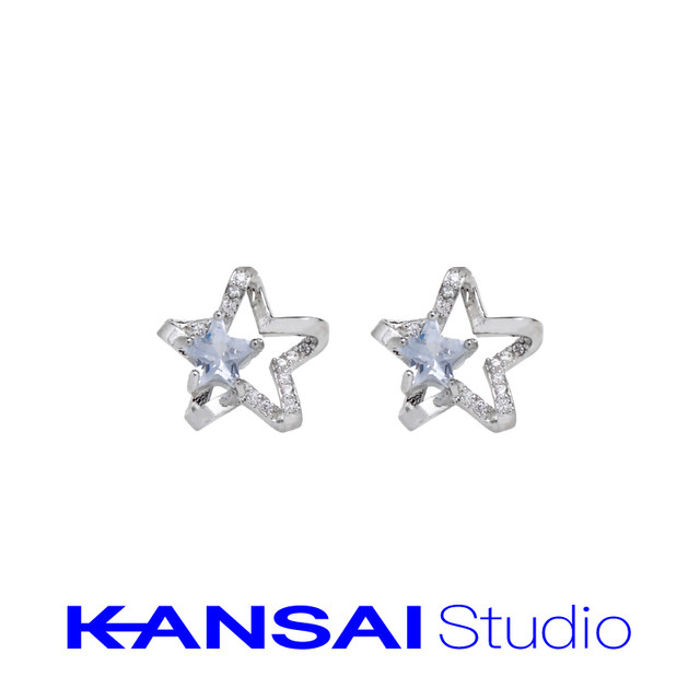 Kansai hollow pentagram star vermiculite earlobe female light luxury ...