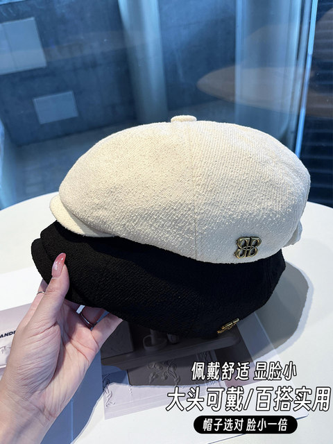 British retro forward hat female in autumn and winter simplicity Mao ...