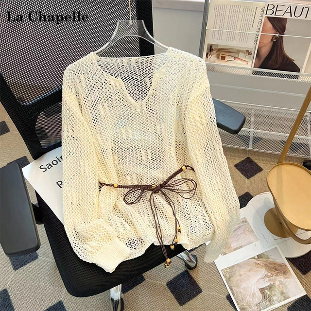 LaChapelle/LaChapelle autumn new v-neck hollow loose sun protection ...
