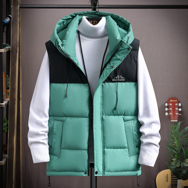 Down cotton vest men's autumn and winter new warm jacket men's thickened cotton coat outer ...