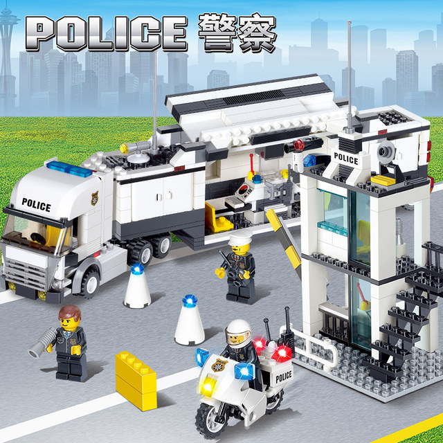 Kaizhi Building Blocks Boys Assemble Police Cars Children's Small ...