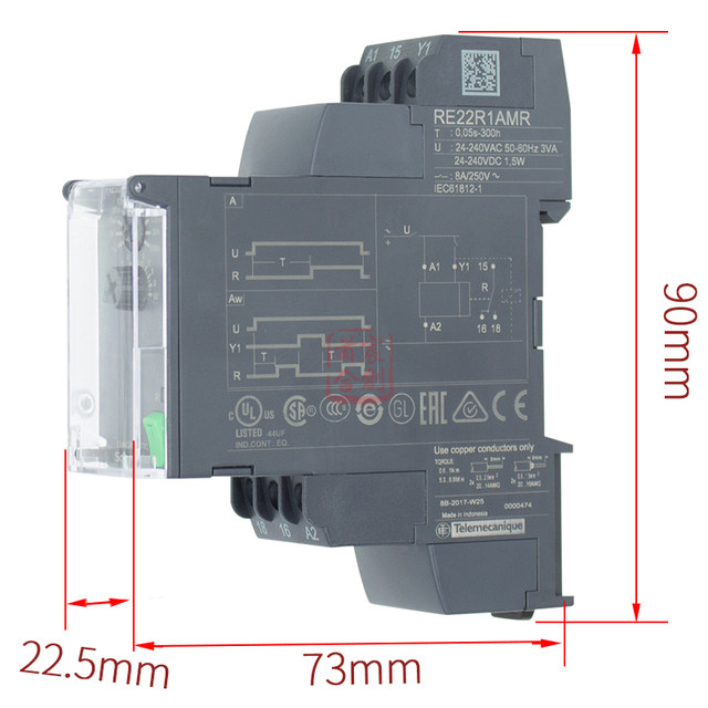Schneider time relay RE22R1AMR delay delay timer 24V-240V replaces ...