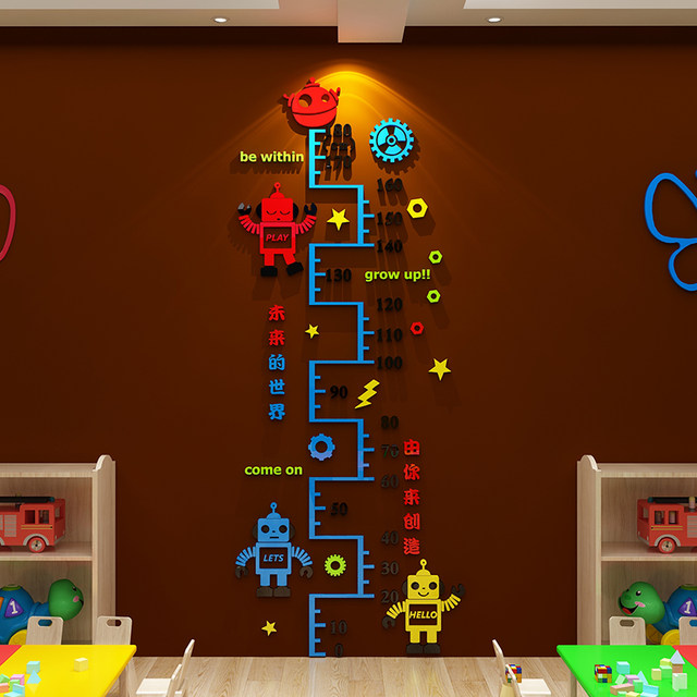 Programming classroom layout robot cartoon height wall sticker training ...