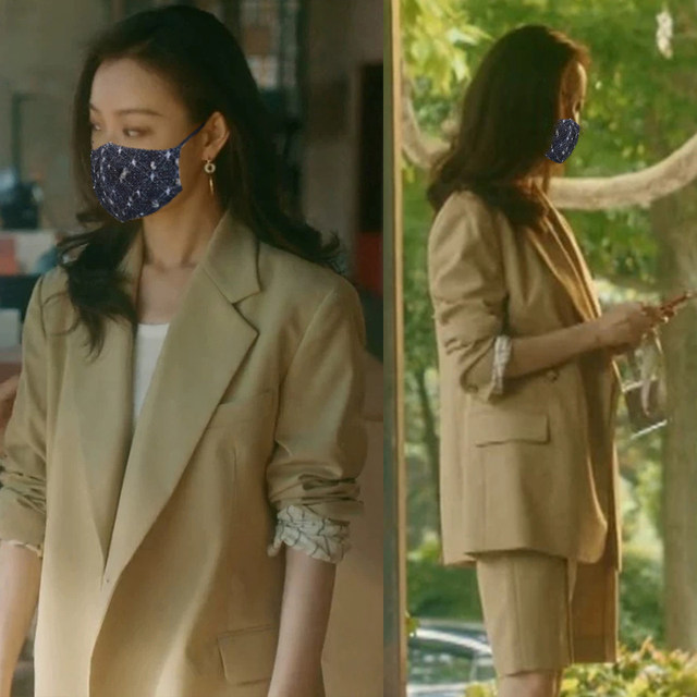 Flow into the years Zhu Suosuo star's same style small suit suit suit top wide leg shorts simple ...