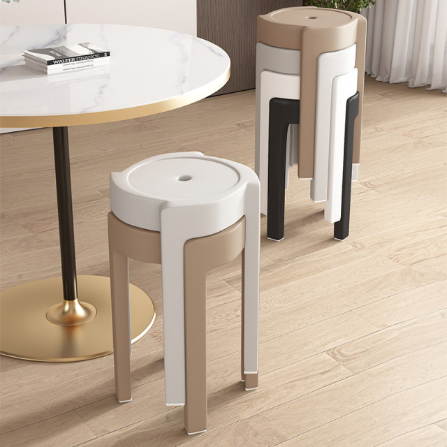 Plastic stool household thickened stackable round stool whirlwind ...