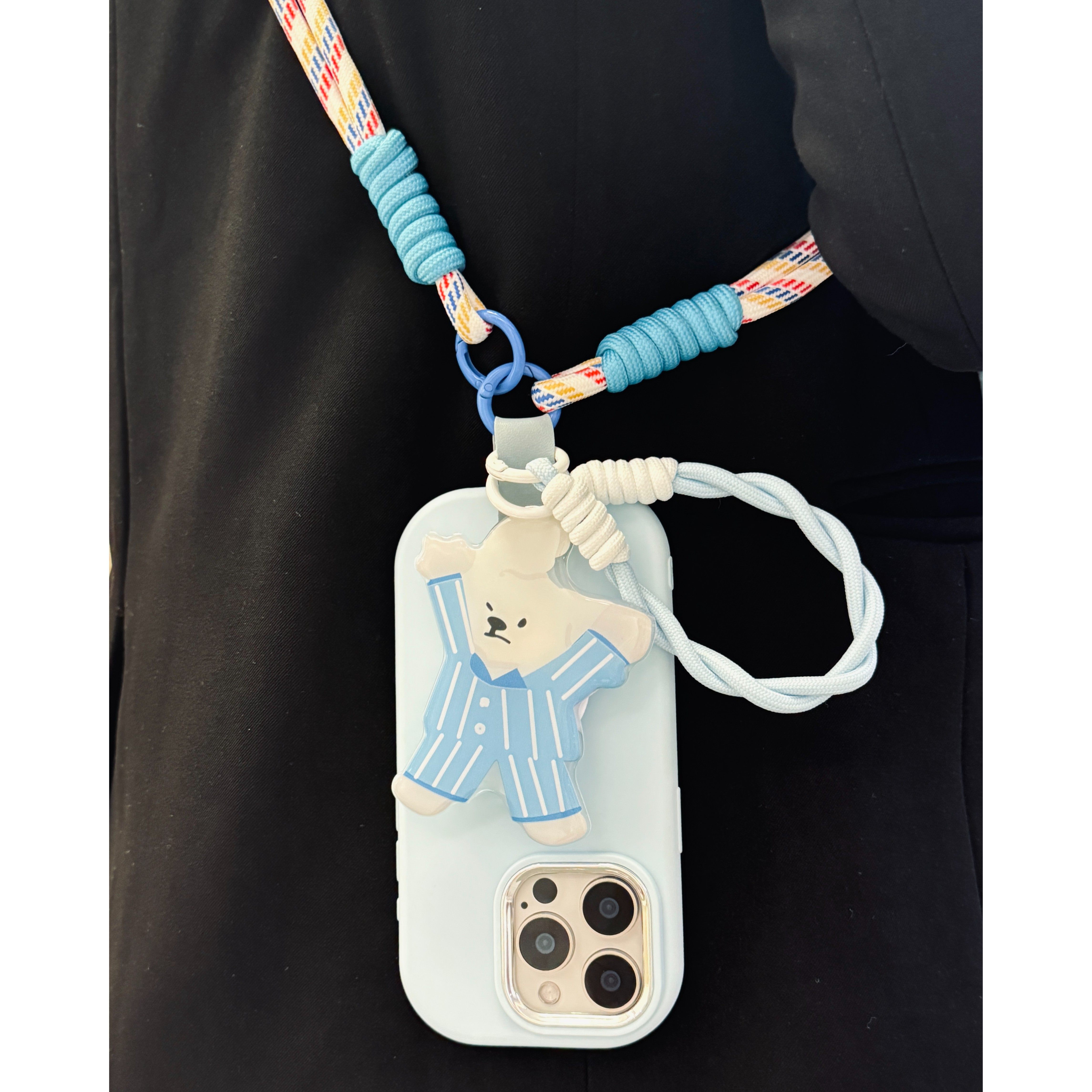 Glacier blue pajamas bear stand suitable for Apple 15promax mobile ...
