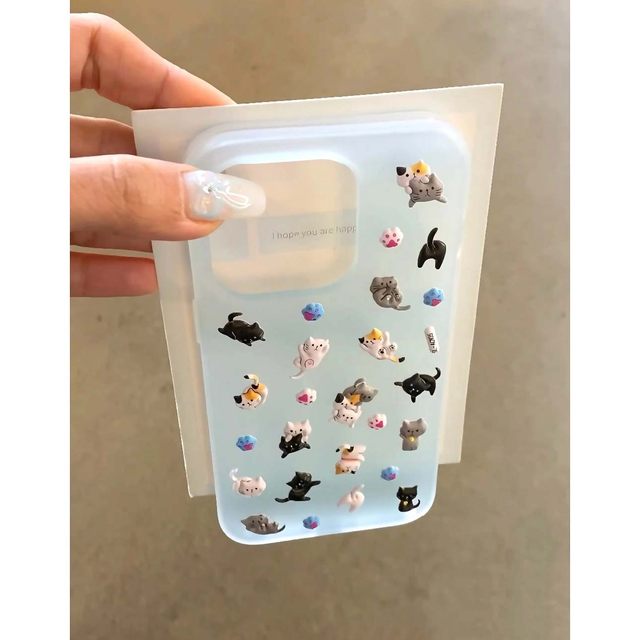 Cute three-dimensional diy cat stickers suitable for Apple 15promax ...