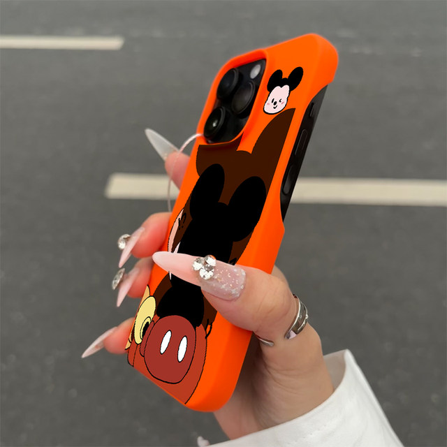Back view Mickey suitable for iPhone13pro mobile phone case cute Apple 15promax new macaron ...