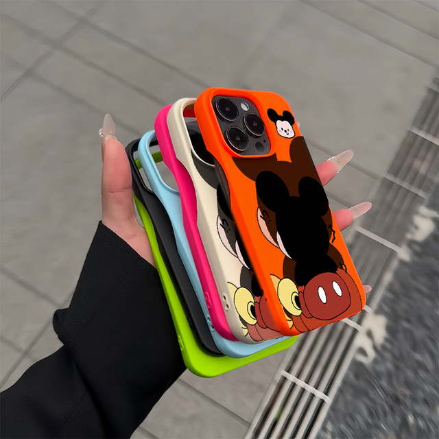 Back view Mickey suitable for iPhone13pro mobile phone case cute Apple 15promax new macaron ...