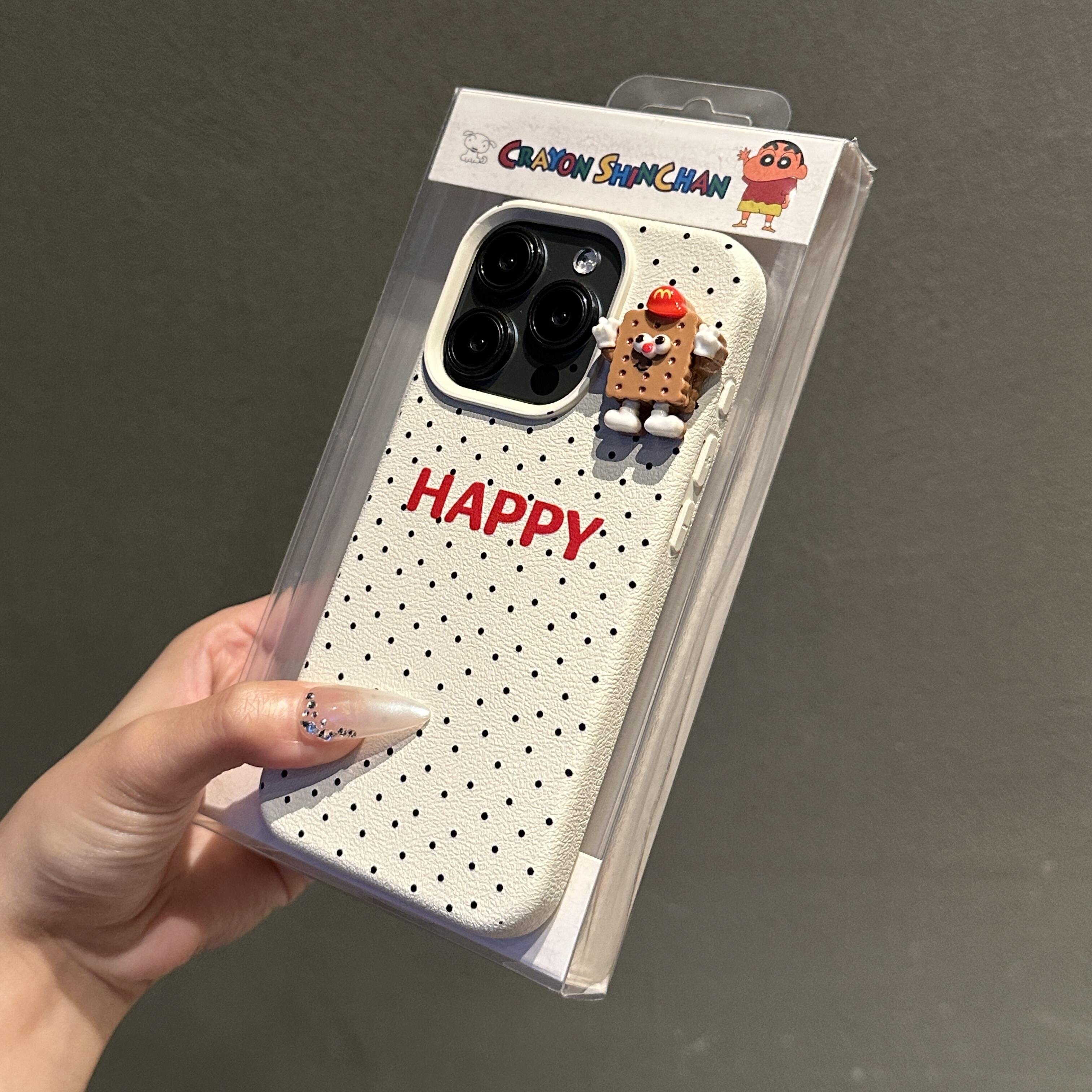 INS cute wave dot stereo biscuits suitable for Apple 15promax mobile phone case iphone14 female ...