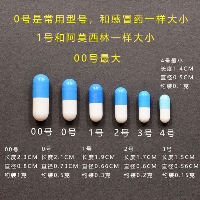 Empty capsule shell edible drug-loading device No. 00 No. 0 No. 1 No. 2 ...