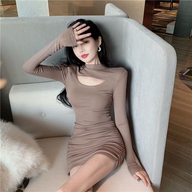 Autumn and winter new pure desire sexy women's hollow slim slim slim ...