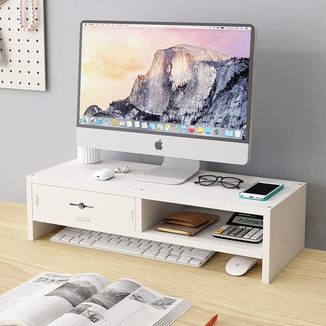 Computer monitor screen elevated base desktop keyboard organizer ...