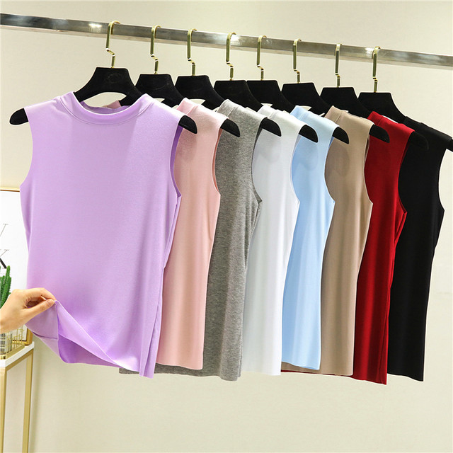 Summer new model modal versatile solid color large size sleeveless vest ...