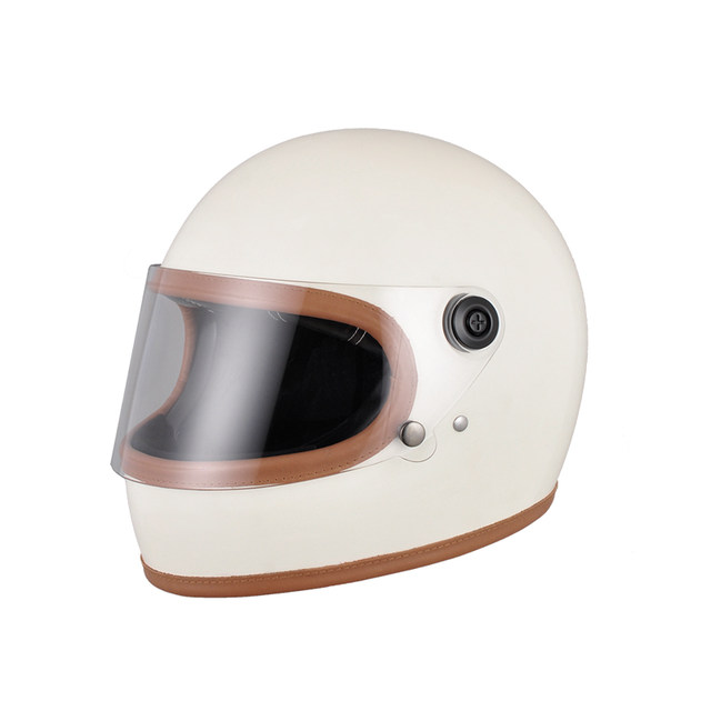 Thompson leather-trimmed retro cruising fiberglass helmet reinforced ...