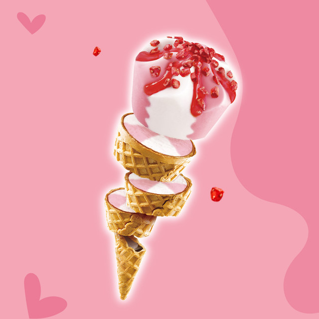 Heluxue cute multi-cone ice cream strawberry flavor ice cream cold ...