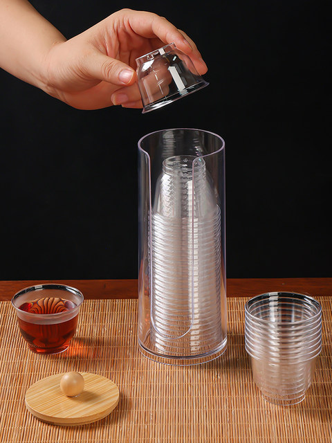 Disposable tea cup tea set household thickened cup hard plastic water ...