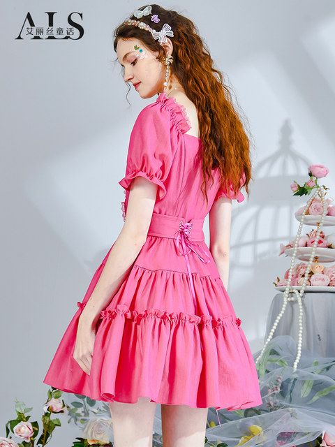 Alice Sweet Fang Ling Dress 2024 Summer New Bubble Sleeve Skirt Ferry ...