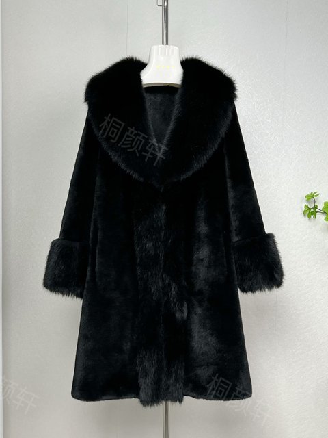 Imported European mink velvet eco-friendly fur coat mid-length women's ...