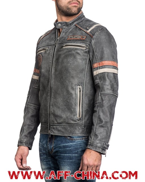 Affliction men's motorcycle rock and roll old retro slim leather jacket ...