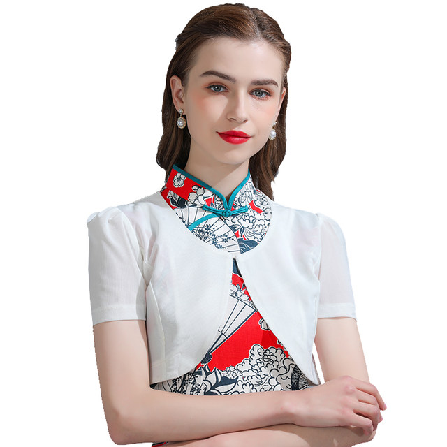 Mesh shawl women's cheongsam outer summer short 2024 new small shawl ...
