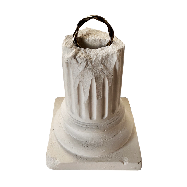 Creative European retro gypsum weathered fractured Roman column ring ...