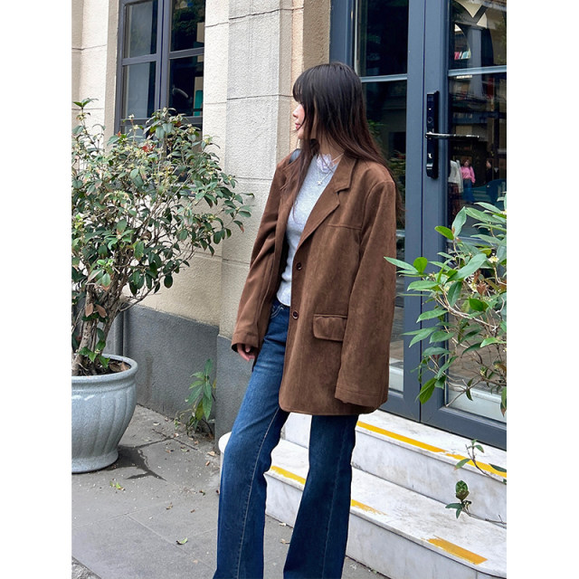 unniee suede suit jacket for women 2025 spring new vintage bahn style ...