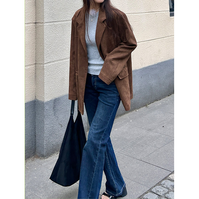 unniee suede suit jacket for women 2025 spring new vintage bahn style ...