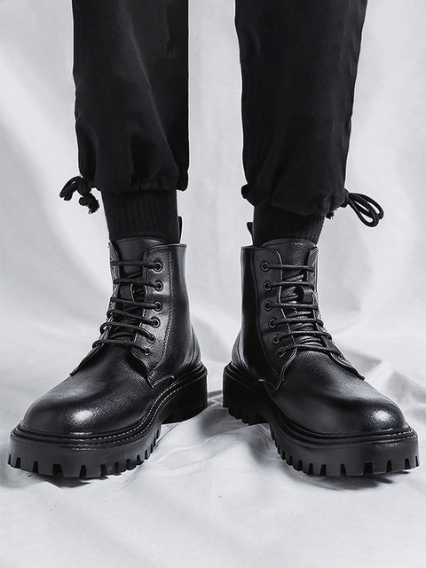 Spring new large-size Martin boots men 46 men high-top leather boots 47 ...