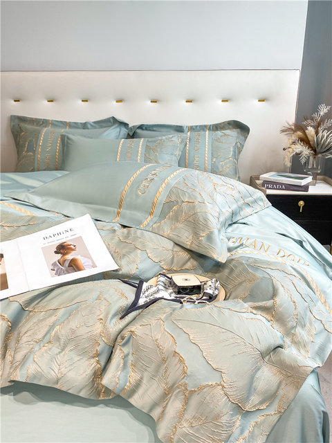 European light luxury 160 count long-staple cotton four-piece set of pure cotton sheets and ...