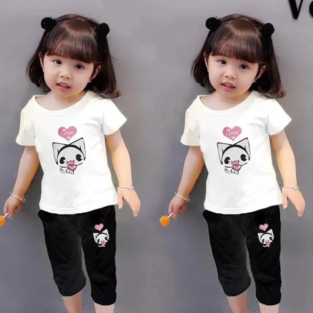 Pure cotton girls' suit 0-1-2-3-4 years old summer clothes baby girl ...