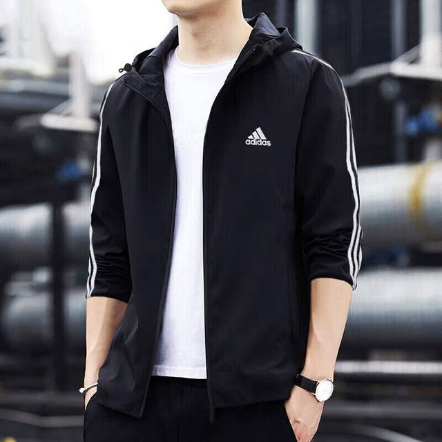 Adidas Adidas Jacket Men's 2024 Autumn New Woven Sportswear Black Top ...