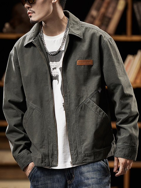 Detroit work jacket men's spring and autumn style 2025 new American ...