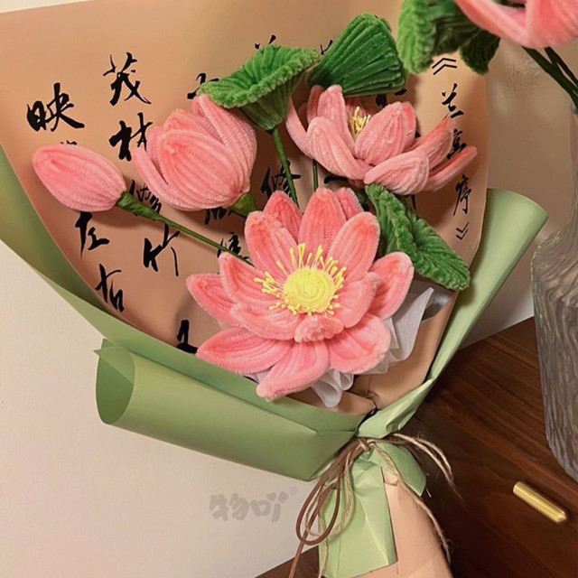 Finished twisted lotus diy bouquet handmade finished lotus leaf lotus ...