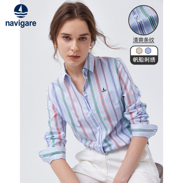 Navigare Italian small sailing long-sleeved striped shirt women's 2024 ...
