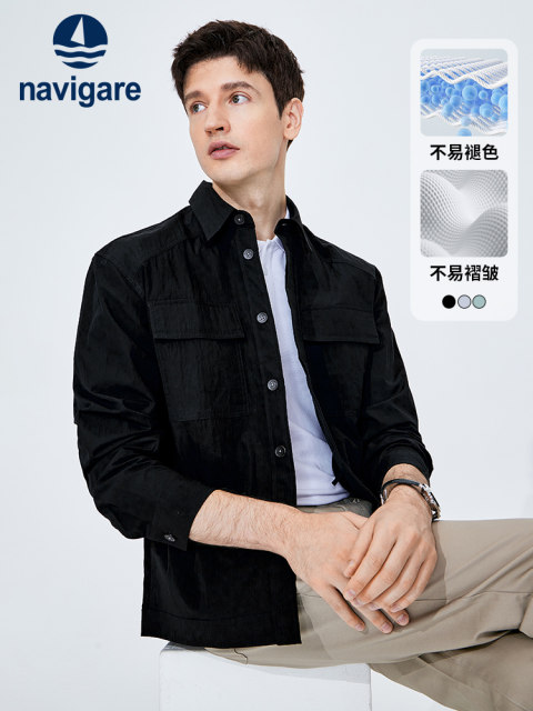 Navigare Italian sailing black shirt jacket Men's spring new workplace ...