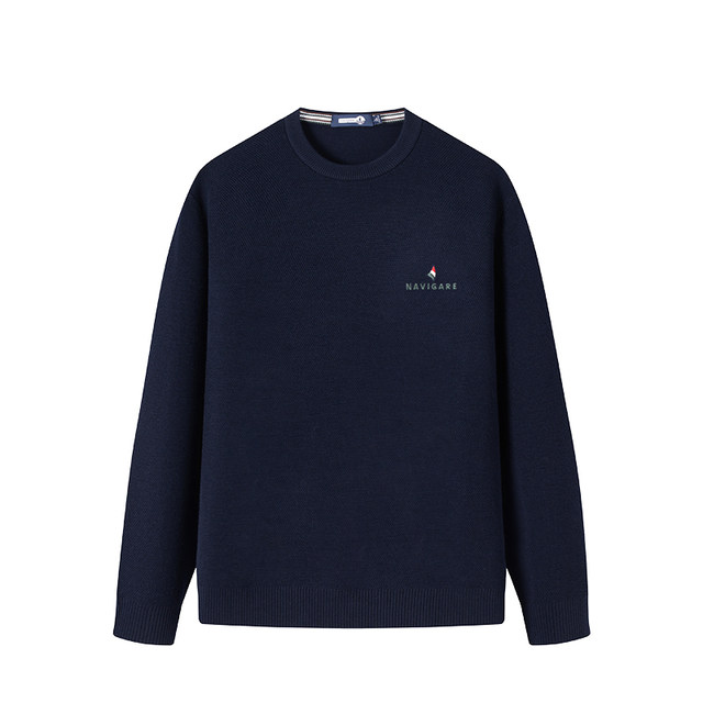 Navigare Italian small sailing ship dark blue crew neck sweater men's ...