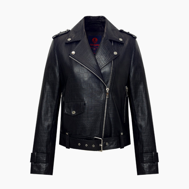 [Sheepskin] Navigare Italian small sailboat black crocodile pattern ...