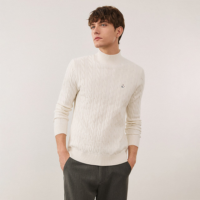 Navigare Italian sailing white half -high collar sweater men's autumn ...