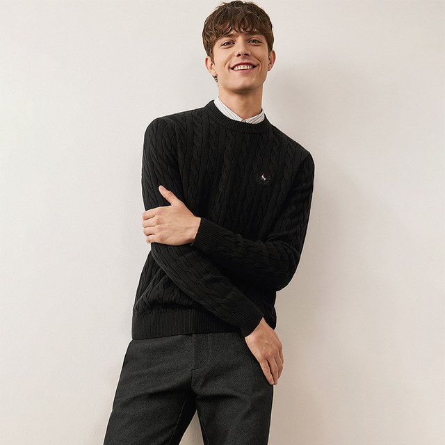 Navigare Italian small sailing ship black cable pullover sweater men's ...