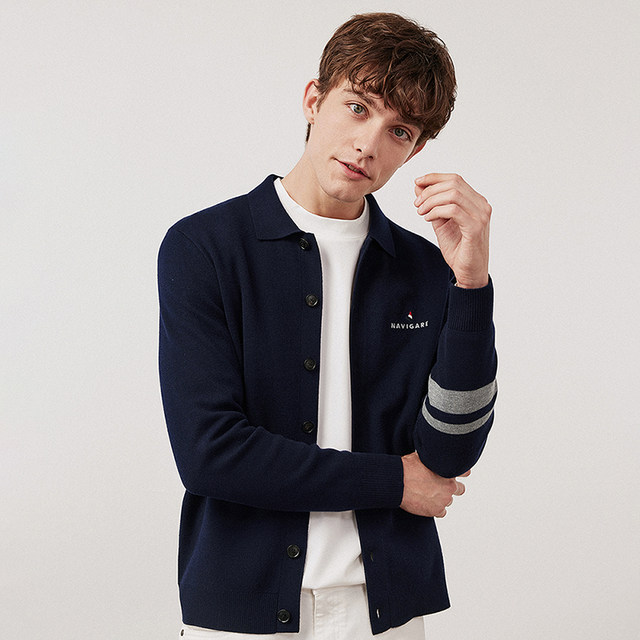 [Wool] Navigare Italian sailing gray sweater jacket men's autumn casual ...